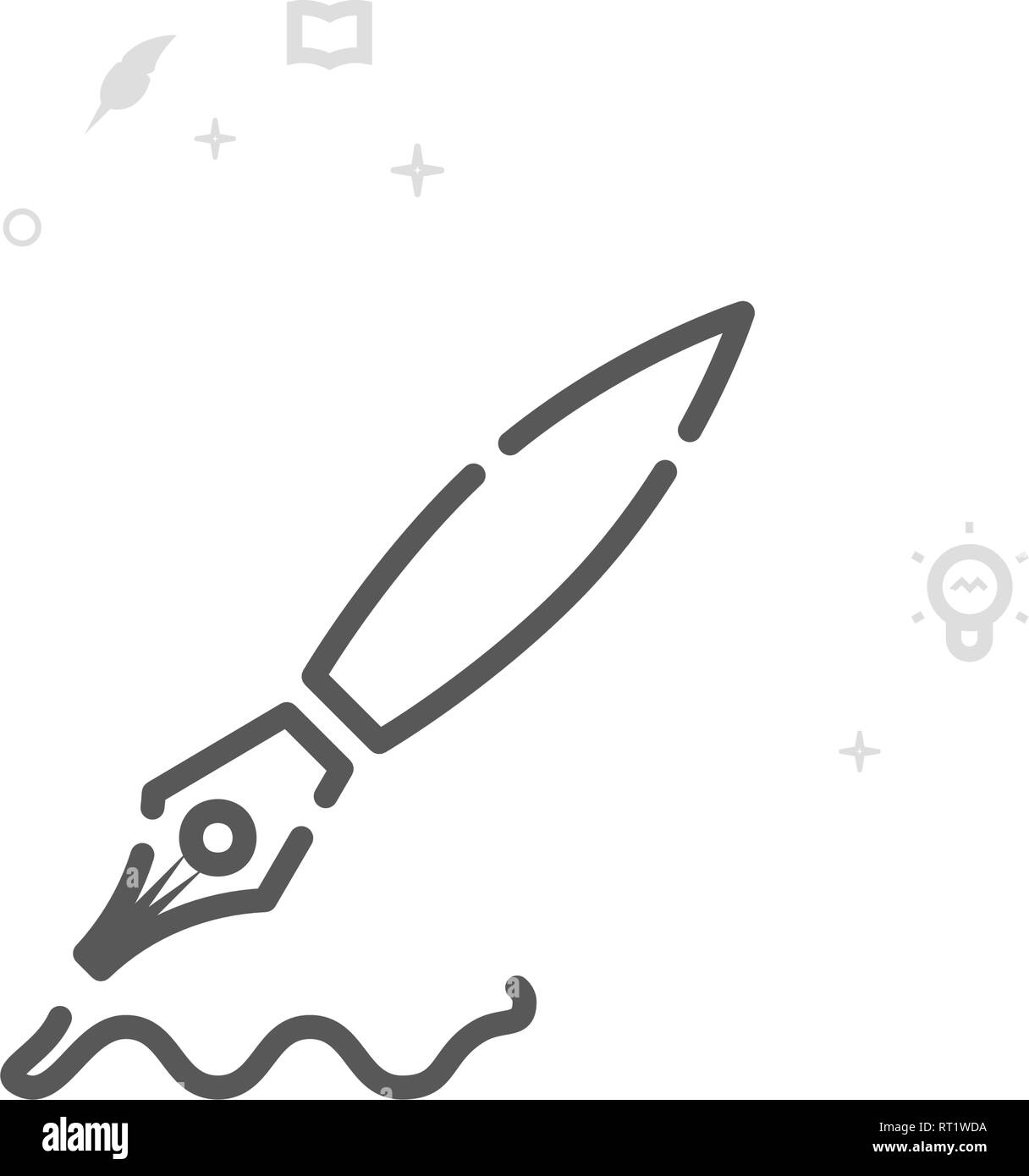 Ink Pen Vector Line Icon, Symbol, Pictogram, Sign. Light Abstract ...