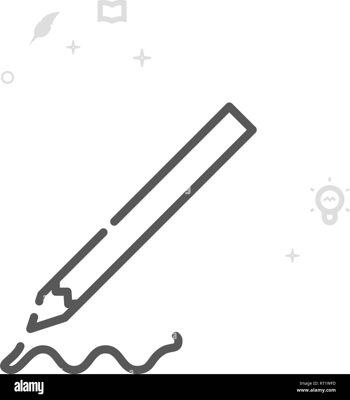 Pencil Writing on Paper Vector Line Icon, Symbol, Pictogram, Sign ...