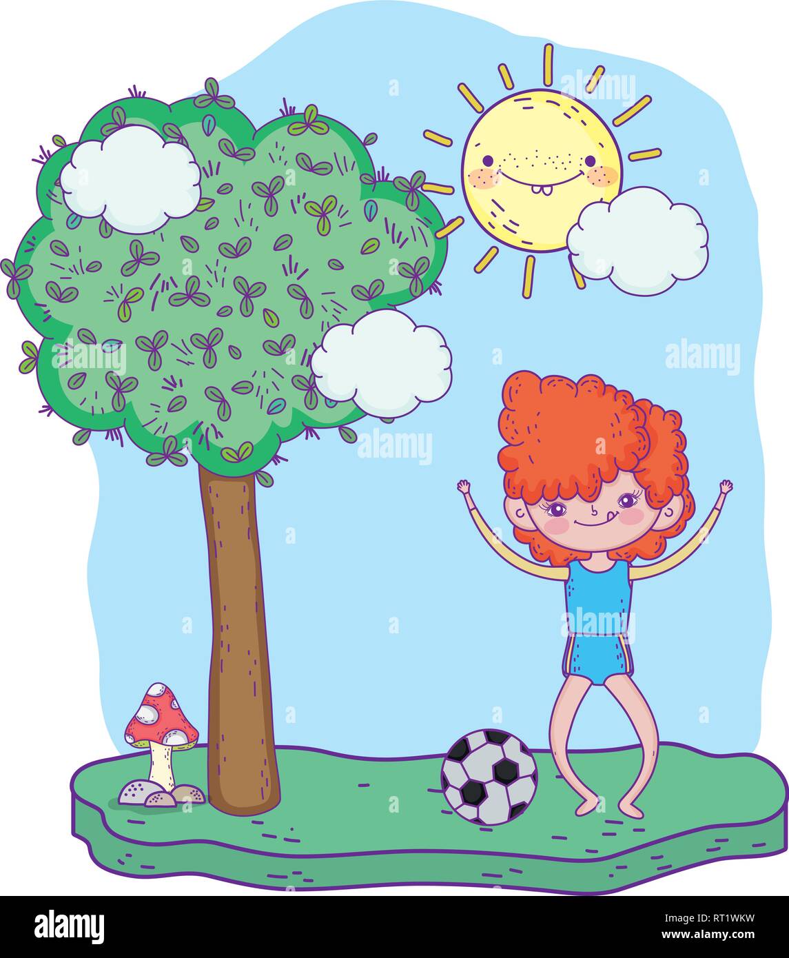 happy little boy with sun kawaii Stock Vector Image & Art - Alamy