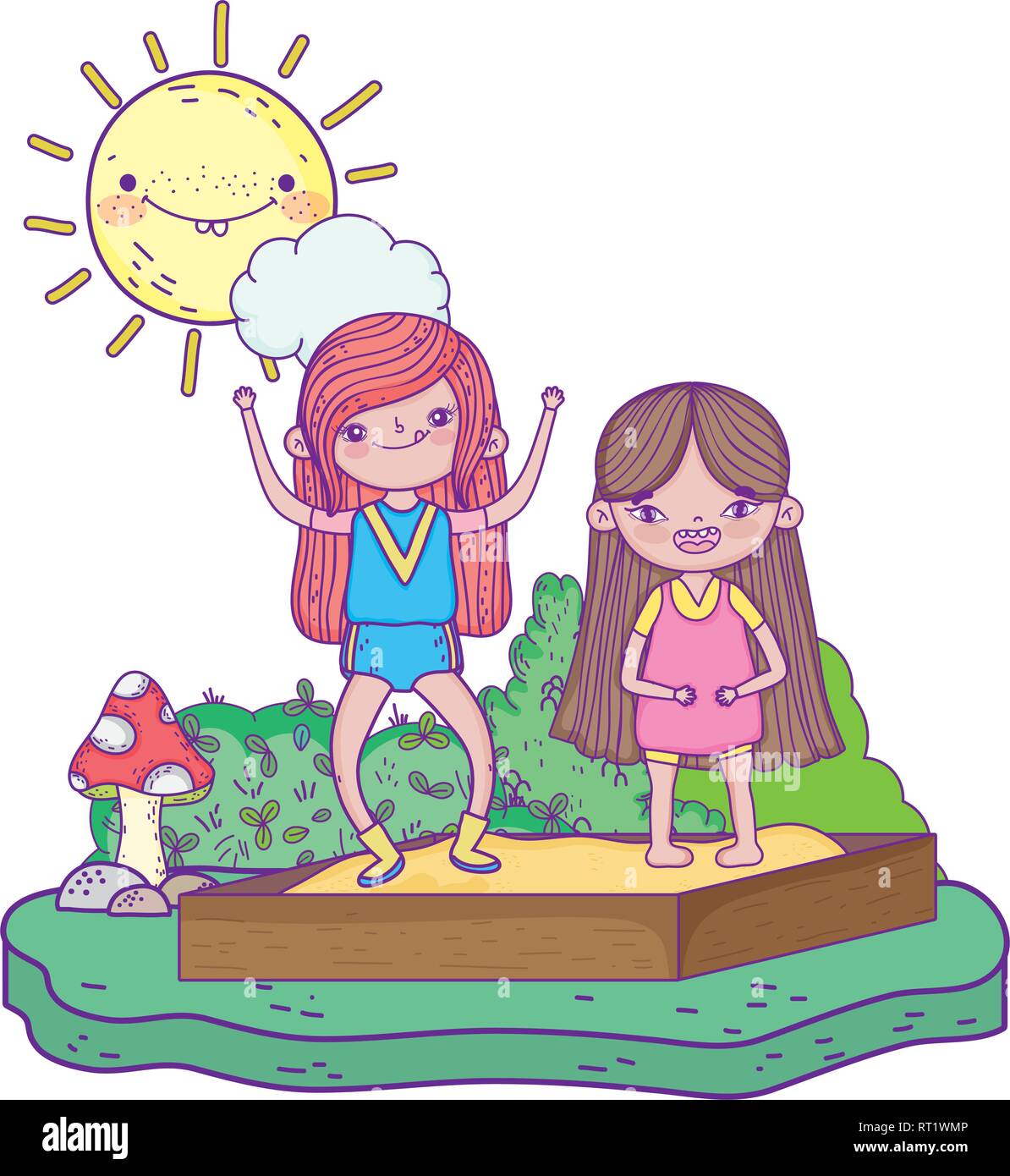 little girls in the landscape Stock Vector Image & Art - Alamy