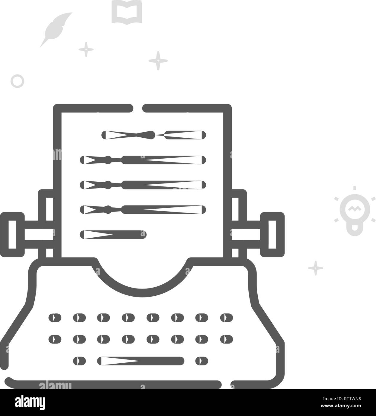 Typewriter Vector Line Icon, Symbol, Pictogram, Sign. Light Abstract ...