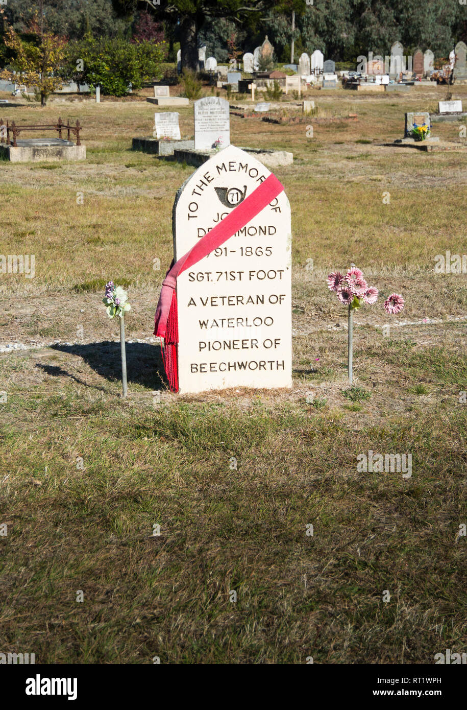 Headstone of John Drummond, Battle of Waterloo veteran and pioneer of ...