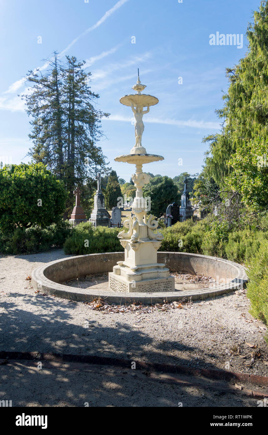 An ornate water fountain in the cemetery at Beechworth, Victoria ...