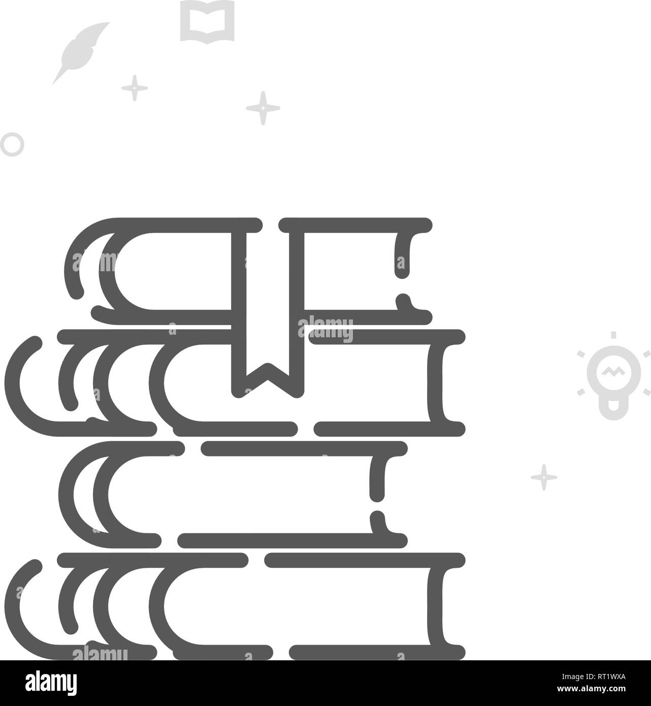 Stack of Books Vector Line Icon, Symbol, Pictogram, Sign. Light ...
