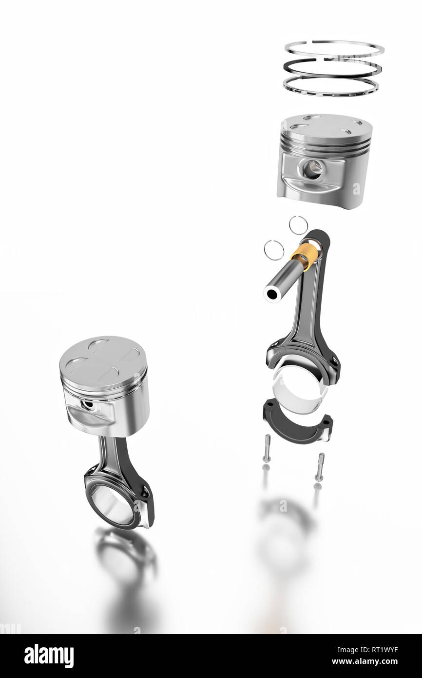 3D rendering. Engine piston with piston rings Stock Photo - Alamy