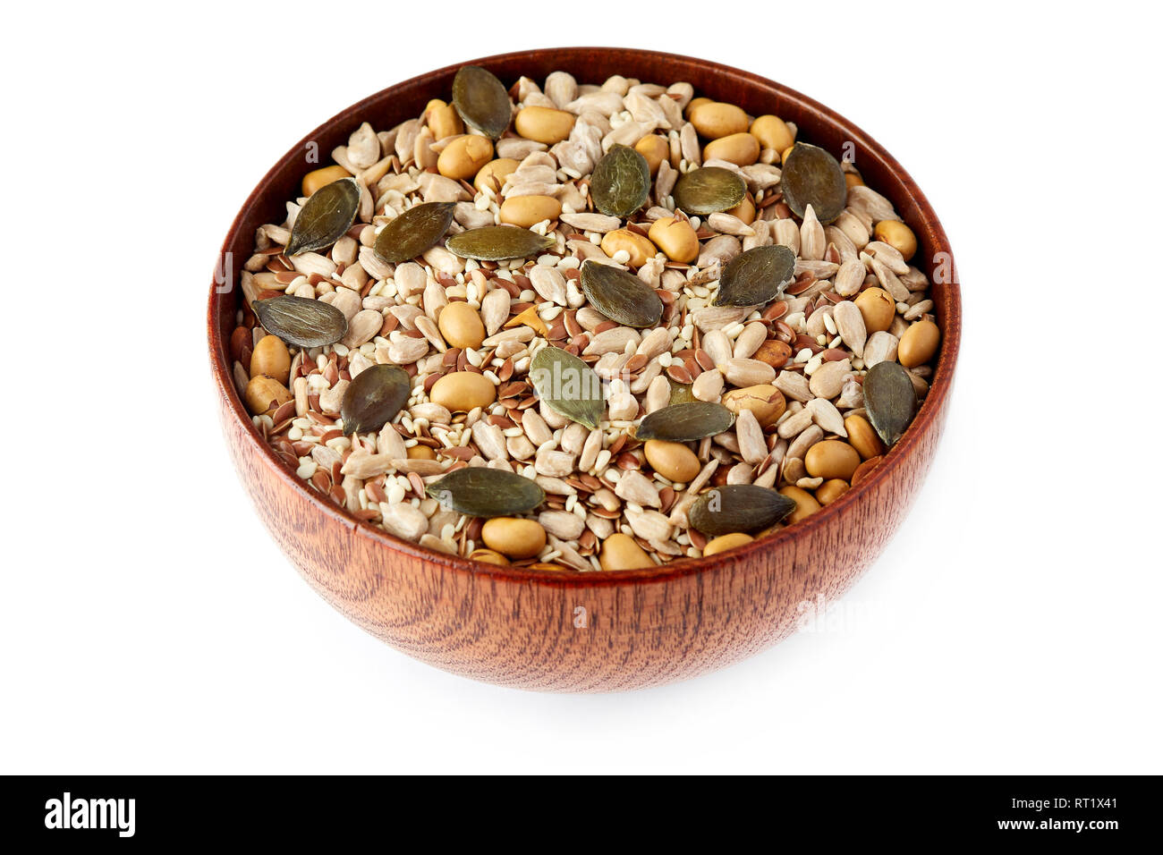 Mix of various healthy seeds including soy beans, sesame, pumpkin and ...