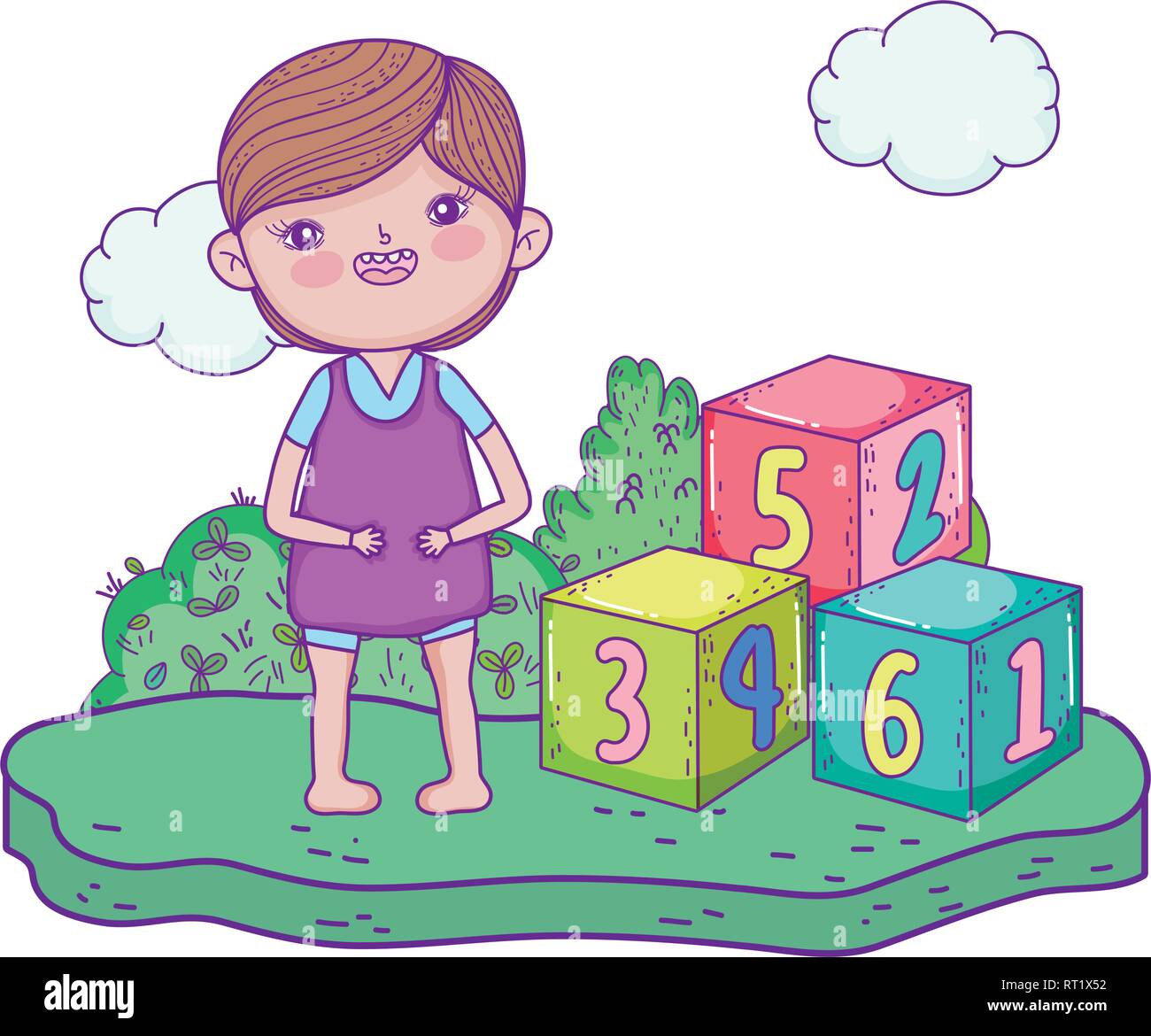 happy little boy with blocks of numbers toy Stock Vector Image & Art ...