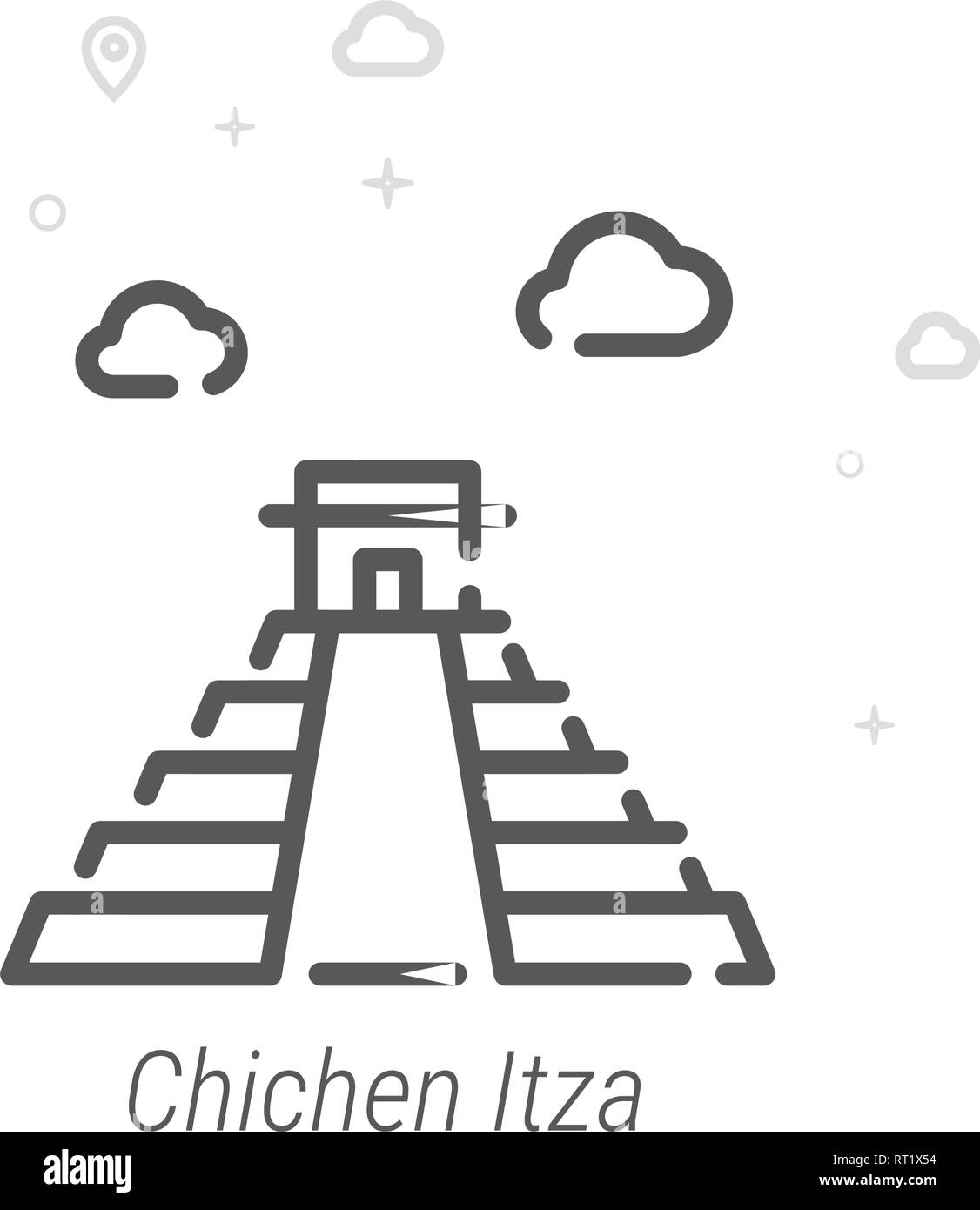 Chichen Itza, Mexico Vector Line Icon, Symbol, Pictogram, Sign. Light ...