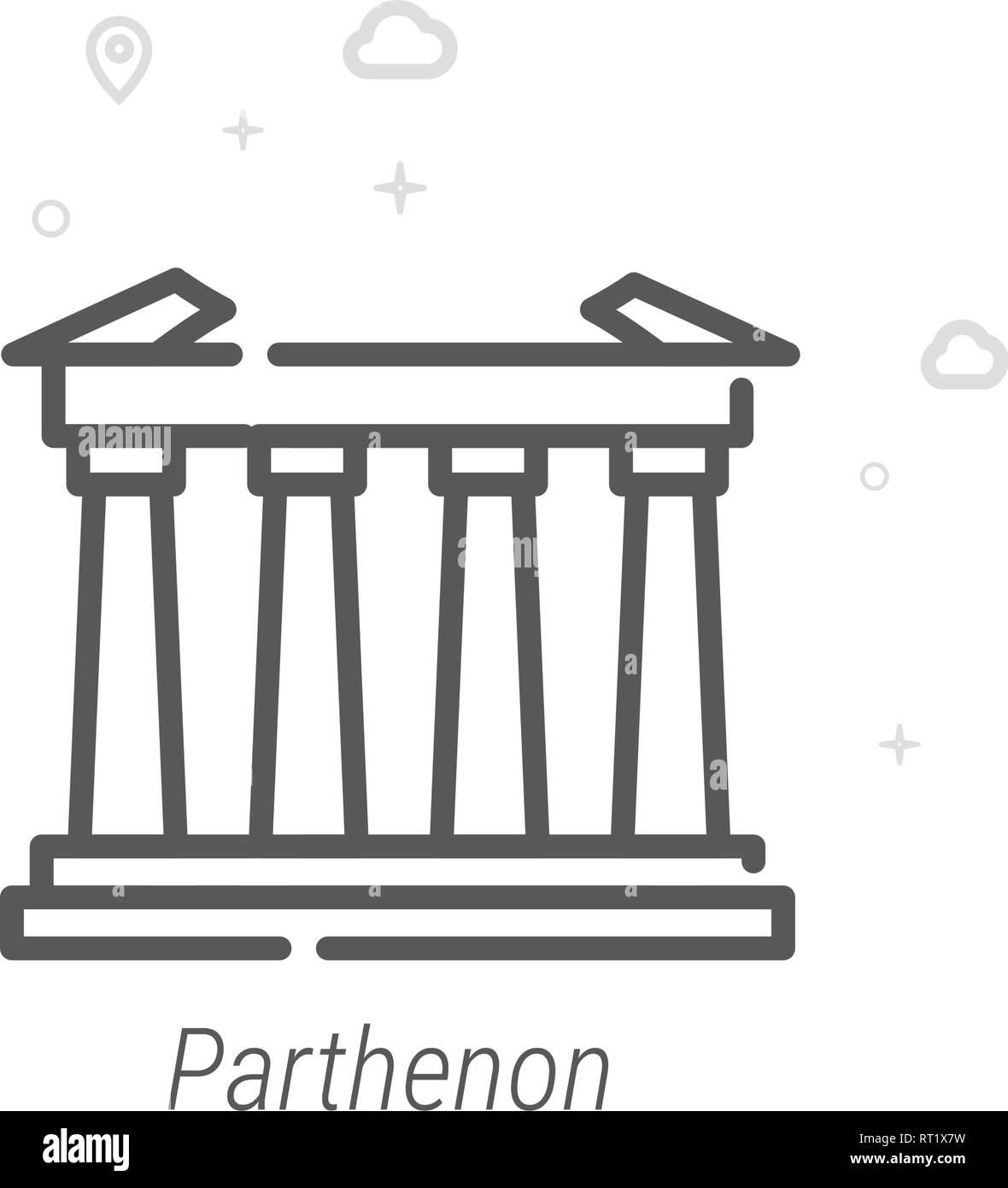Parthenon, Athens, Greece Vector Line Icon, Symbol, Pictogram, Sign. Abstract Geometric ...