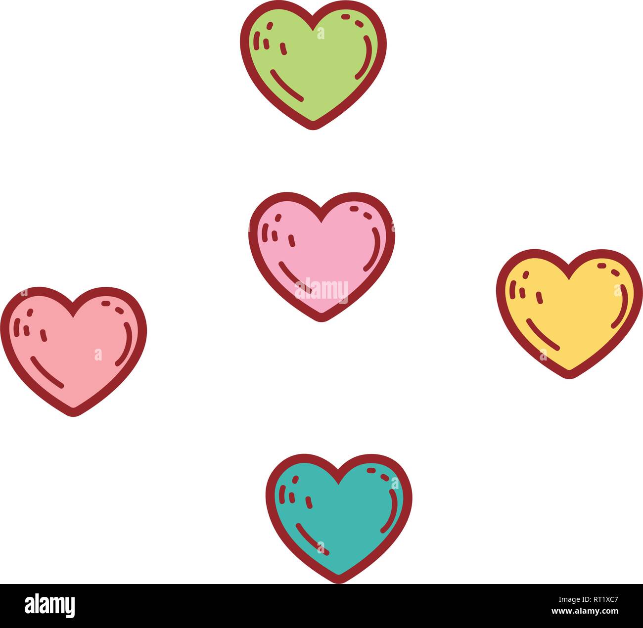 cute hearts floating pastel colors Stock Vector Image & Art - Alamy