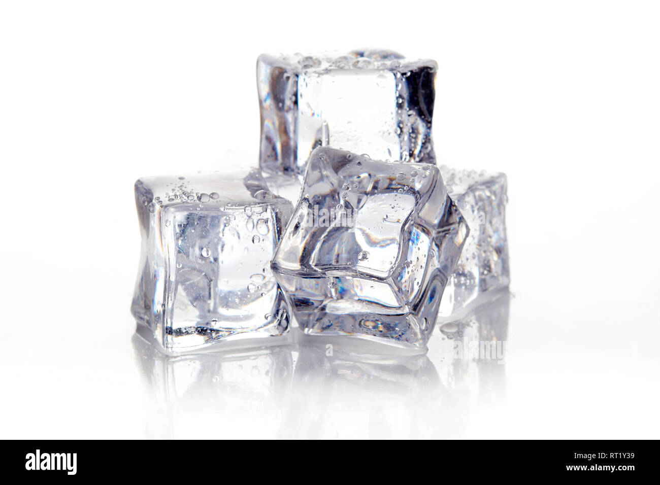 Wet square ice cubes isolated on white background Stock Photo - Alamy