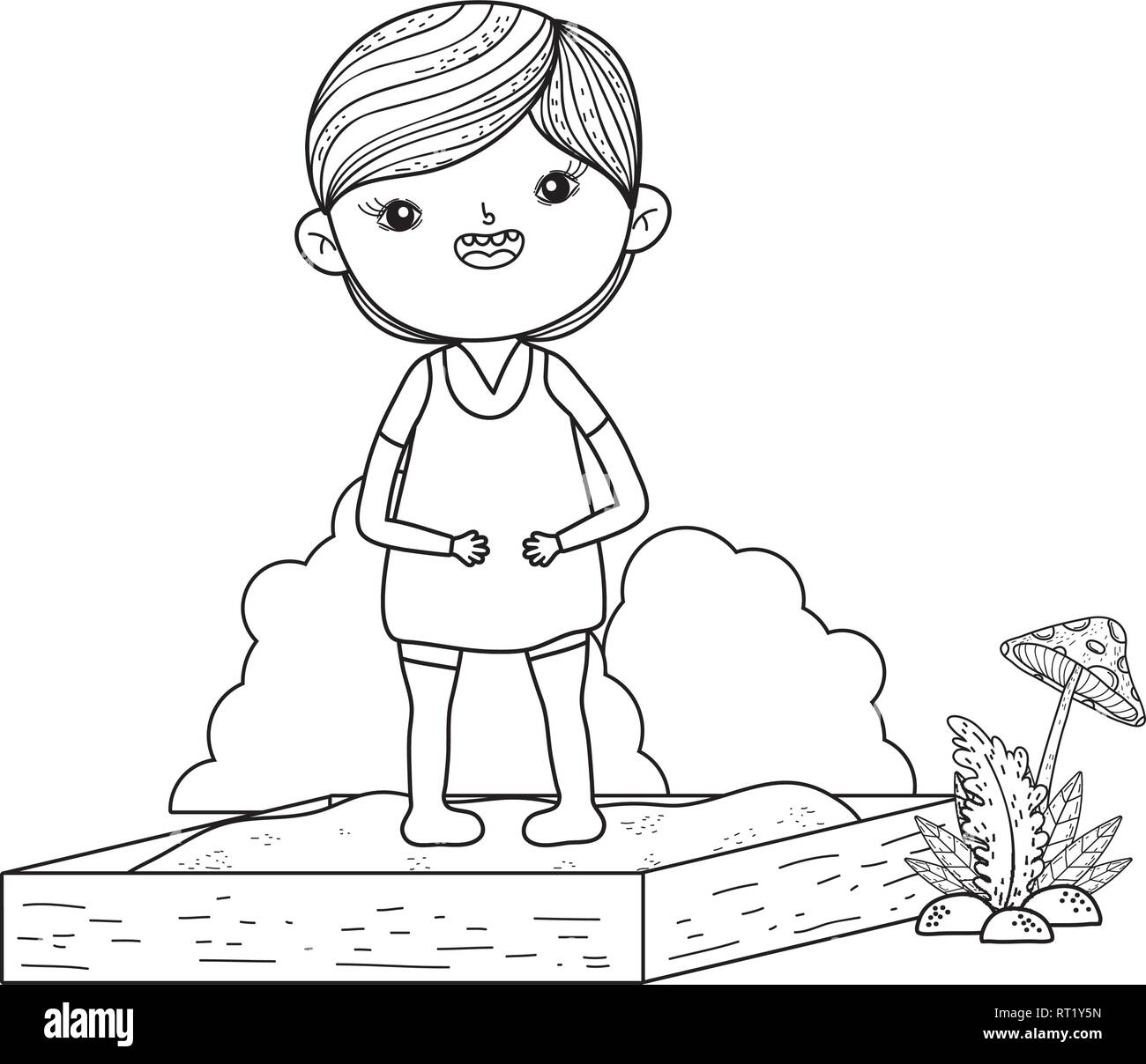 happy little boy in the landscape Stock Vector Image & Art - Alamy