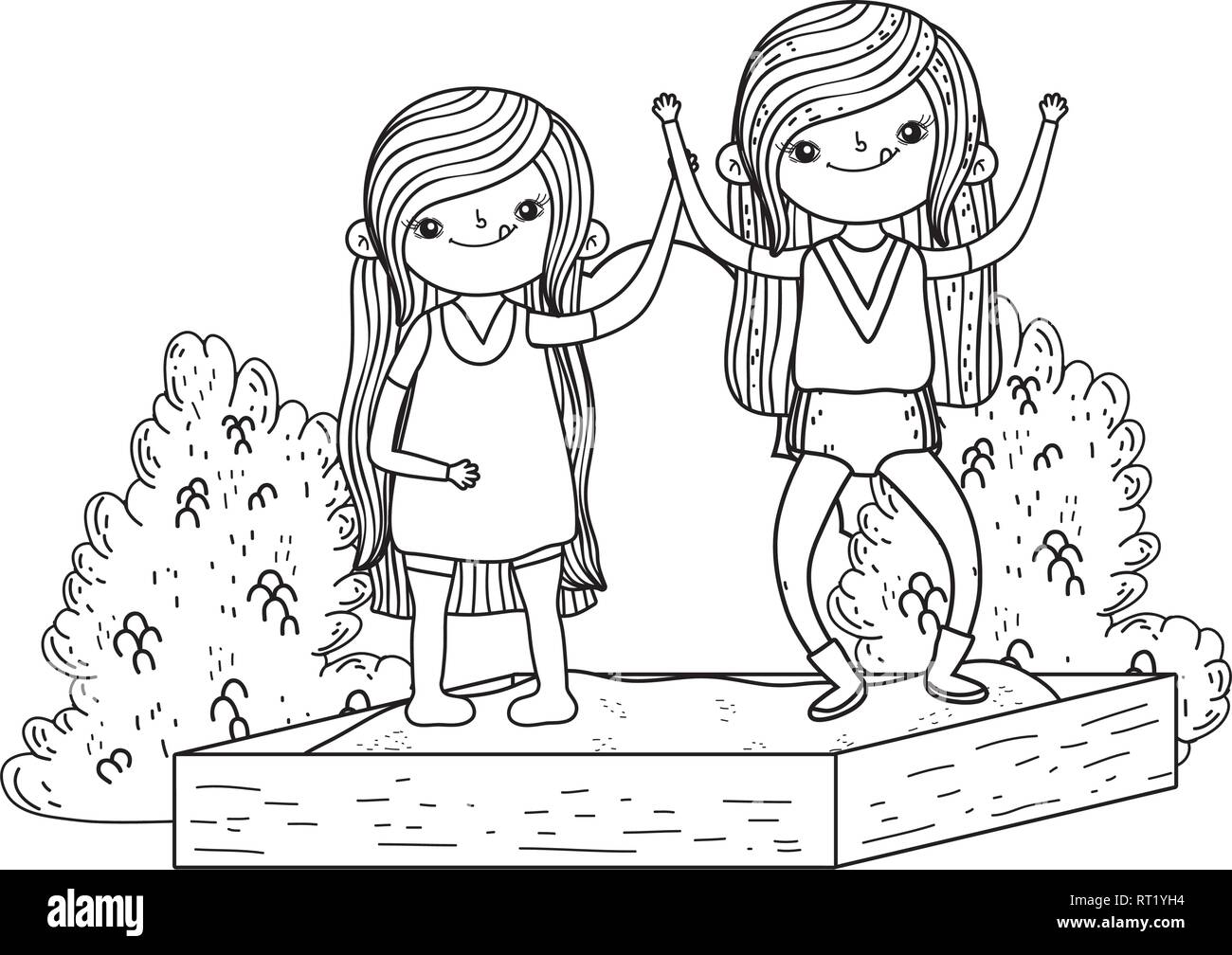 little girls in the landscape Stock Vector Image & Art - Alamy