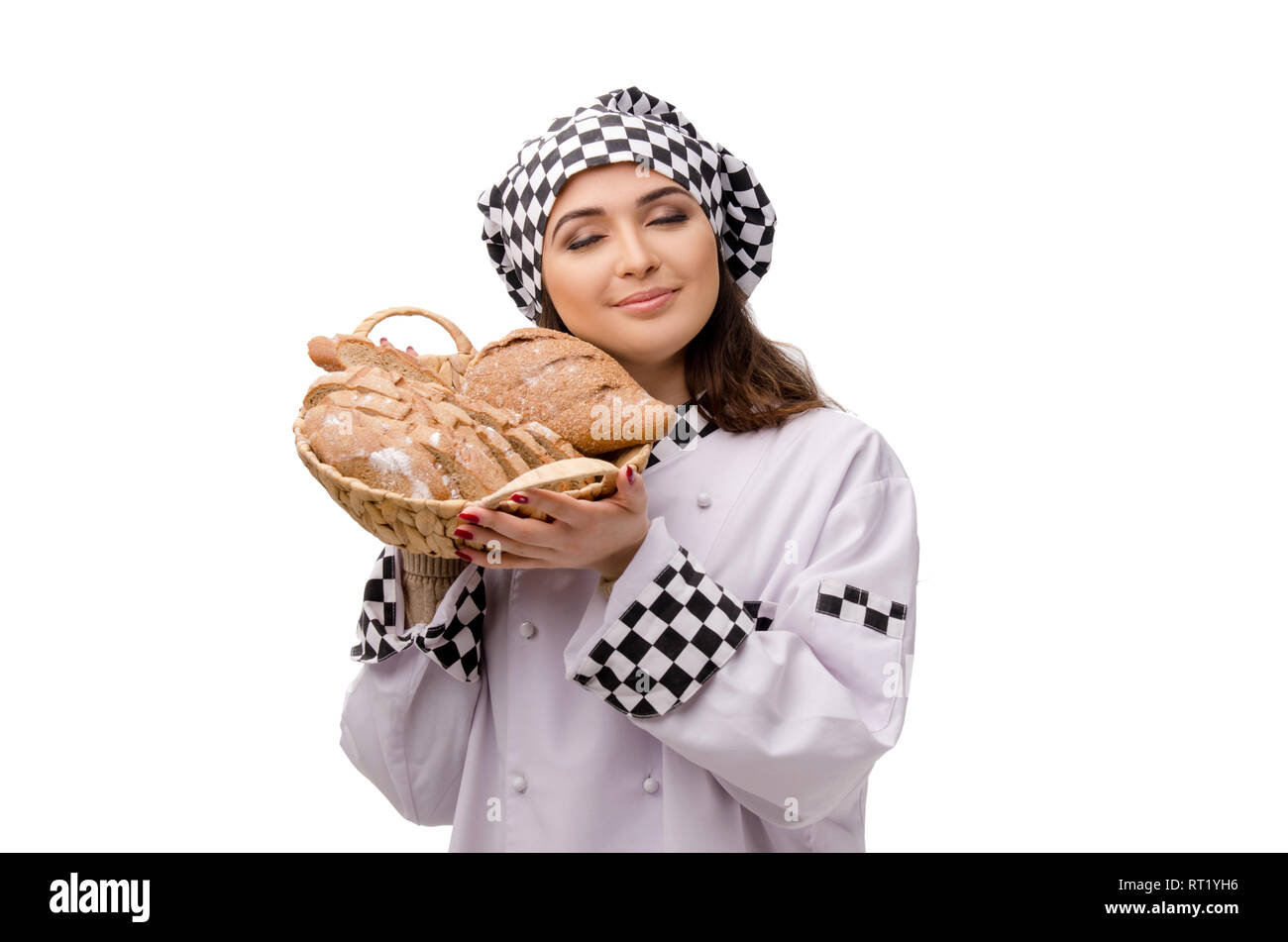 Young female baker isolated on white Stock Photo - Alamy