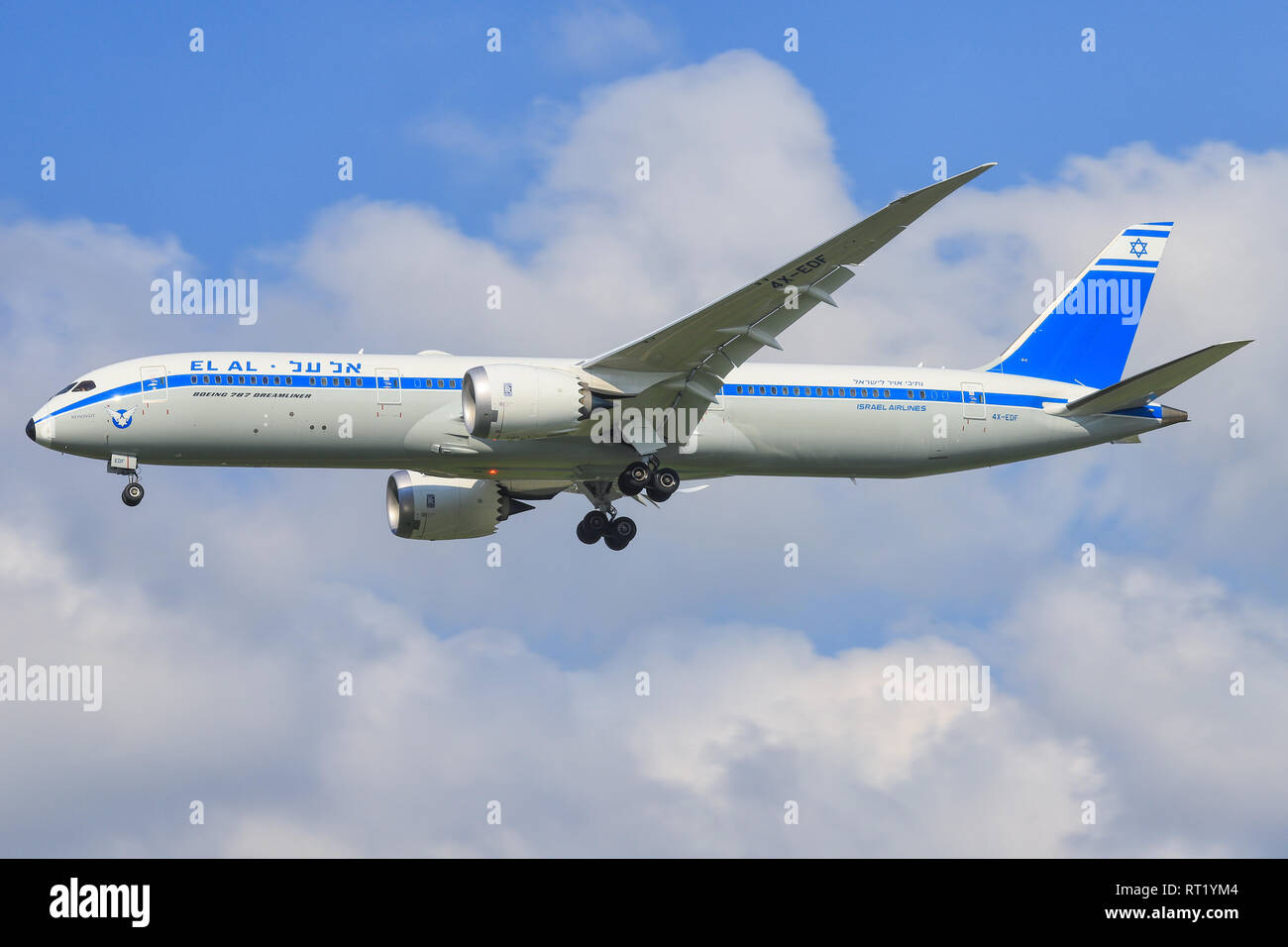 TEL AVIV, ISRAEL-February 24, 2019: Boeing 787 of El-AL At Ben-Gurion ...