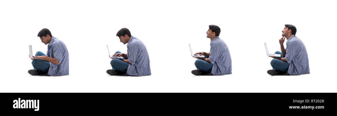 Young student with laptop isolated on white Stock Photo - Alamy