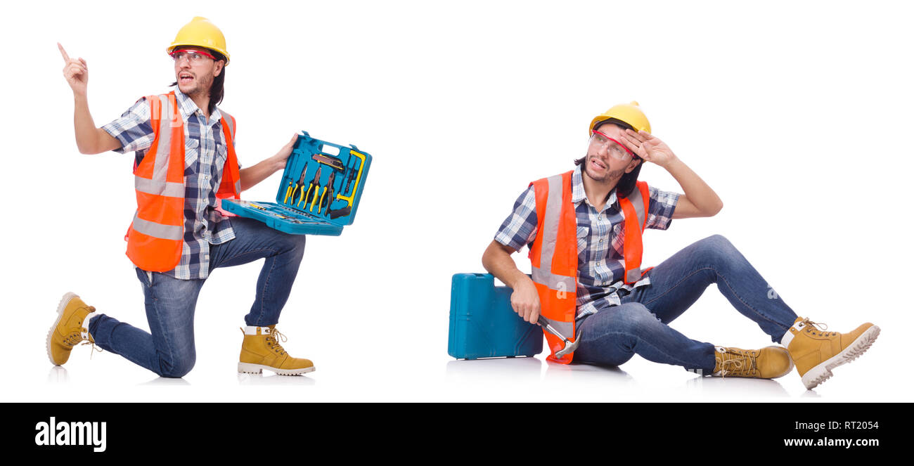 Industrial worker isolated on white Stock Photo - Alamy