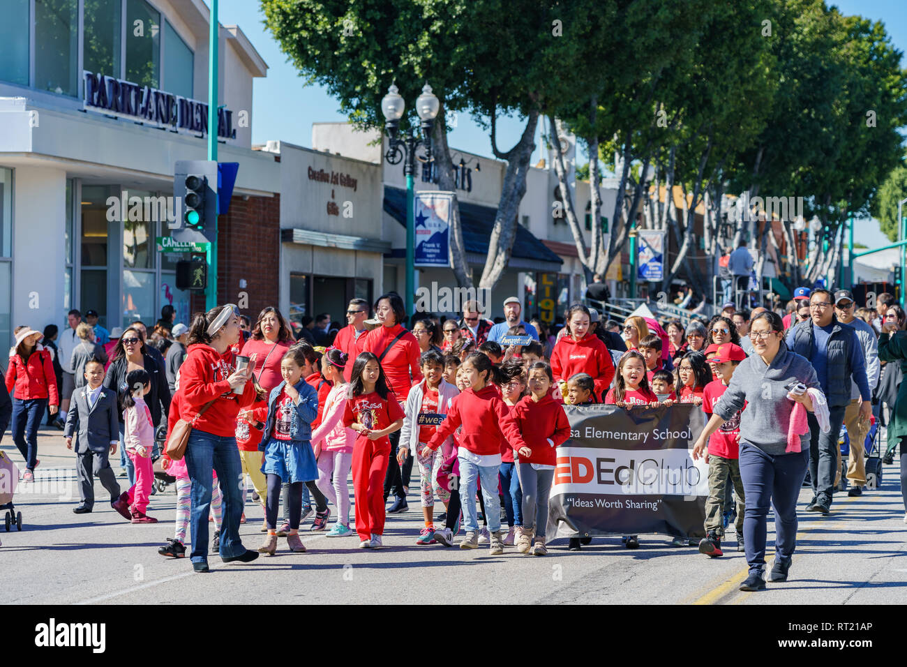 Los Angeles, FEB 23: Marching band parade in the Camellia Festival on ...