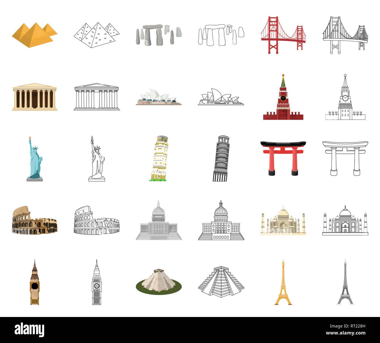 Sights of different countries cartoon icons in set collection for ...