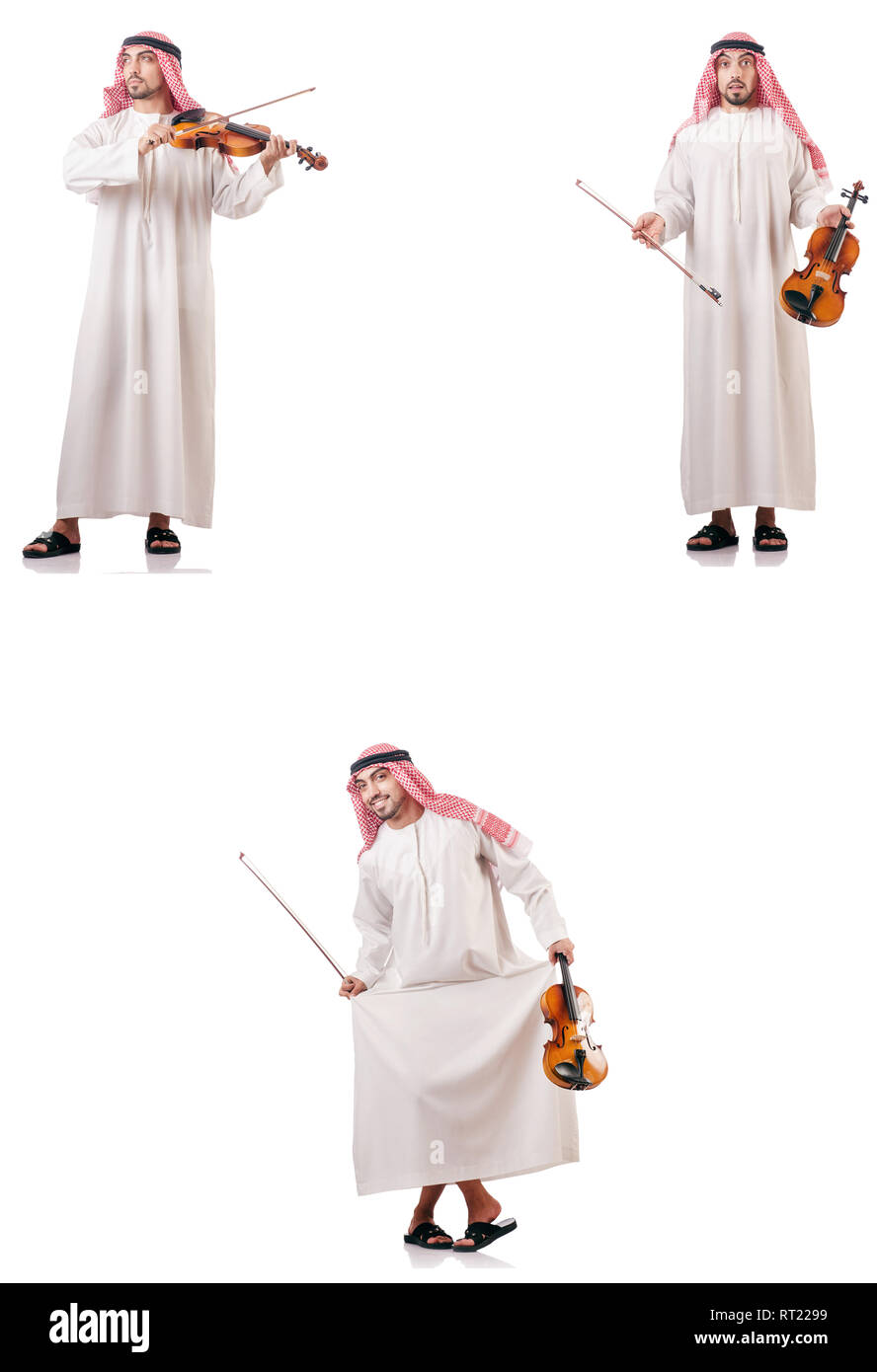 Arab man playing violin isolated on white Stock Photo - Alamy