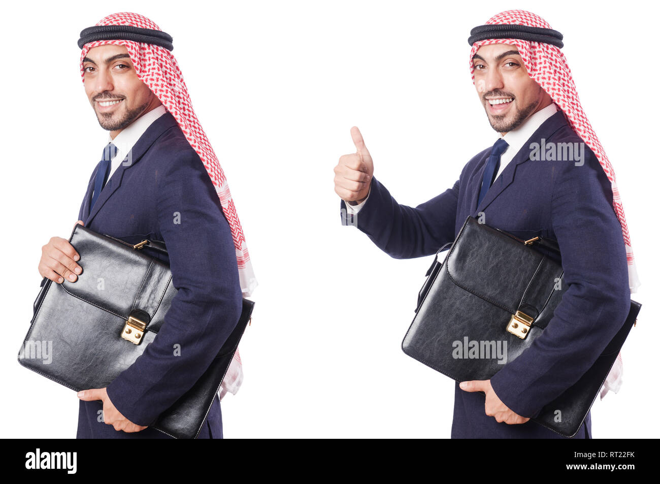 Arab man with bag isolated on white Stock Photo - Alamy