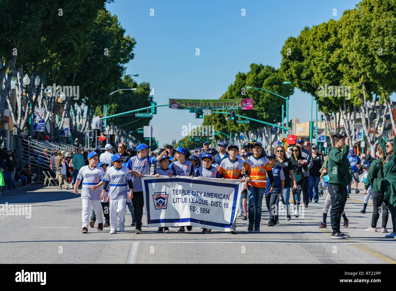 Los Angeles, FEB 23: Marching band parade in the Camellia Festival on ...