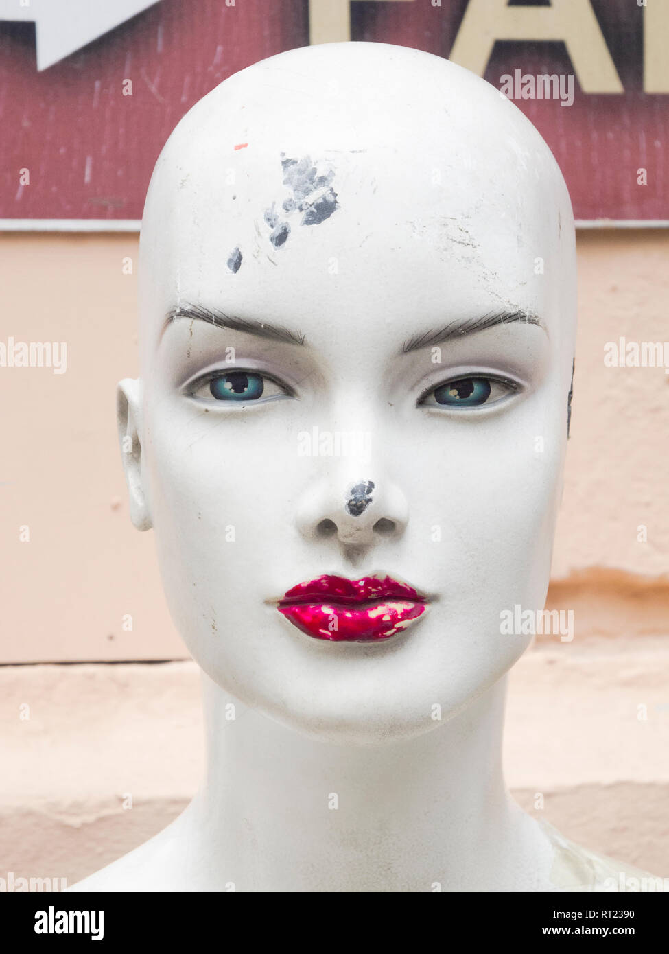 Damaged head of female display dummy Stock Photo - Alamy