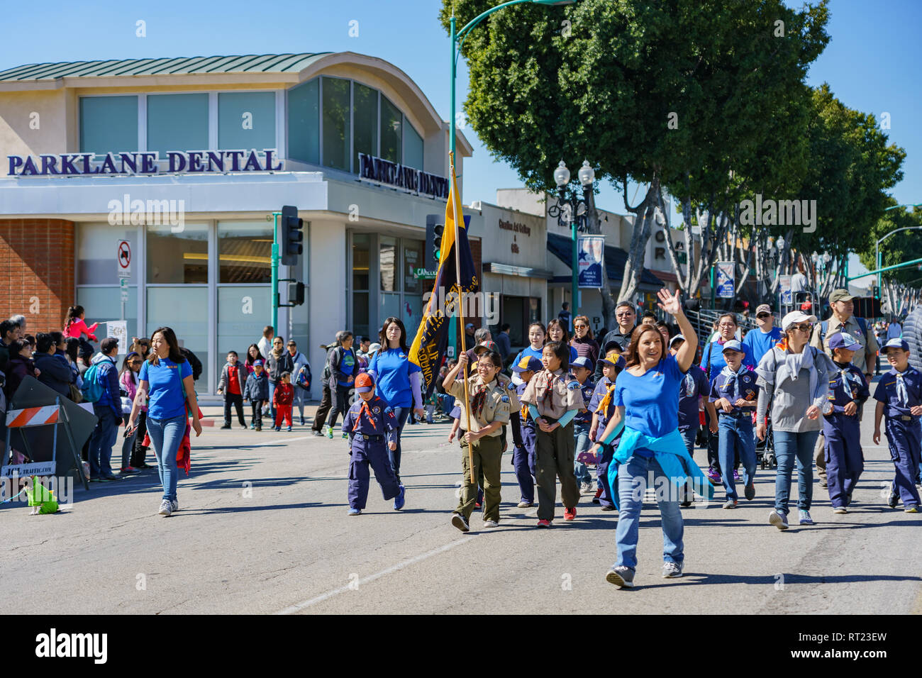 Los Angeles, FEB 23: Marching band parade in the Camellia Festival on ...