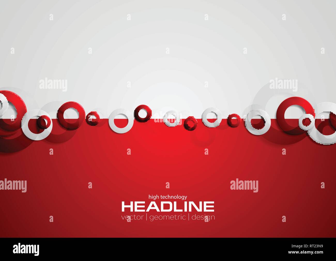 Contrast red and grey tech background with rings. Vector technology ...
