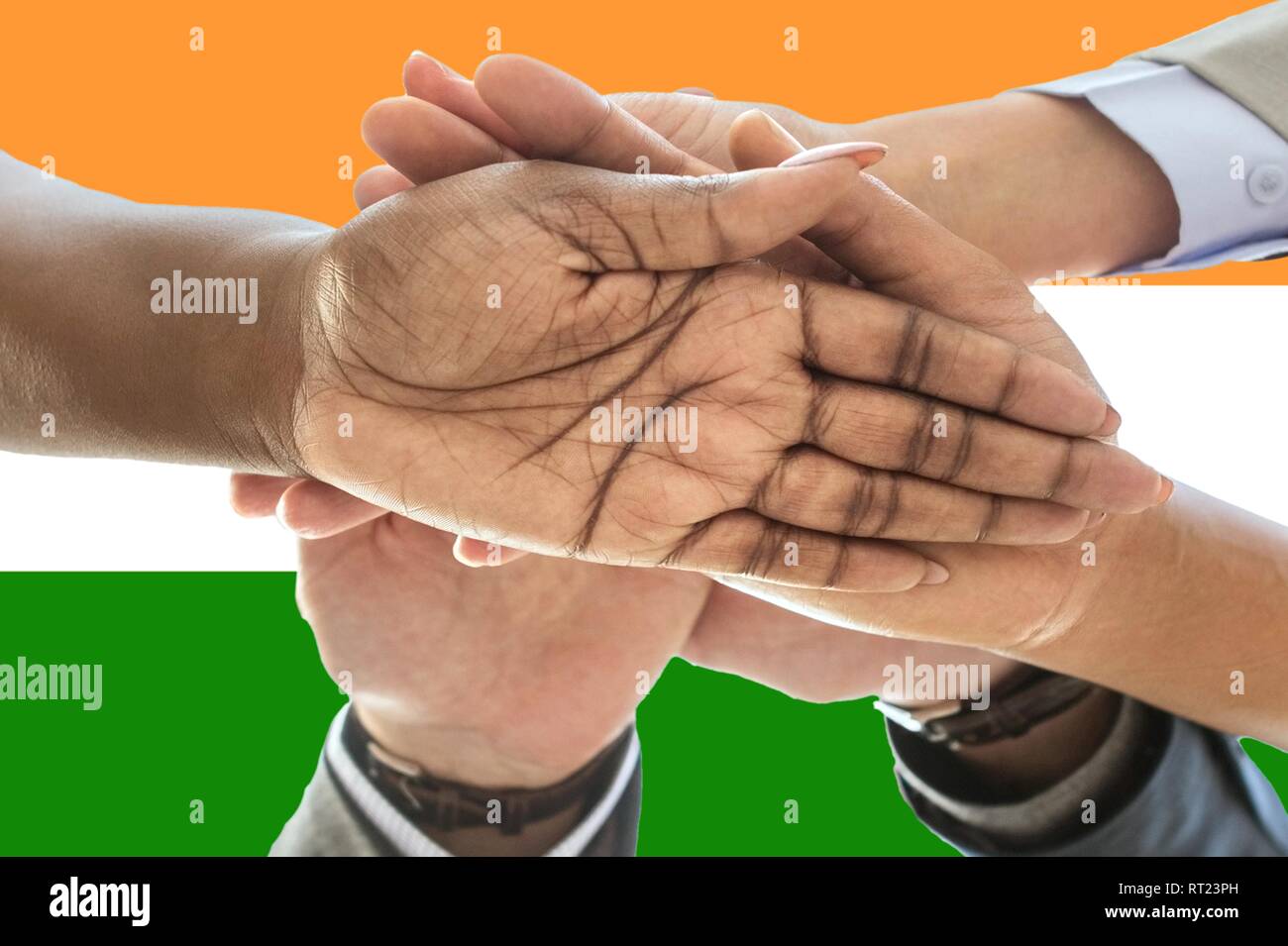 India flag, intergration of a multicultural group of young people Stock ...