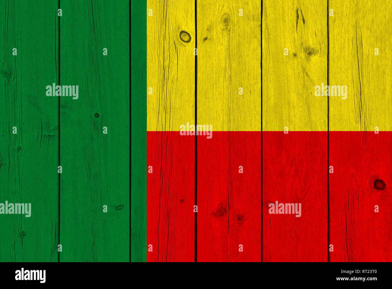 Benin flag painted on old wood plank. Patriotic background. National ...