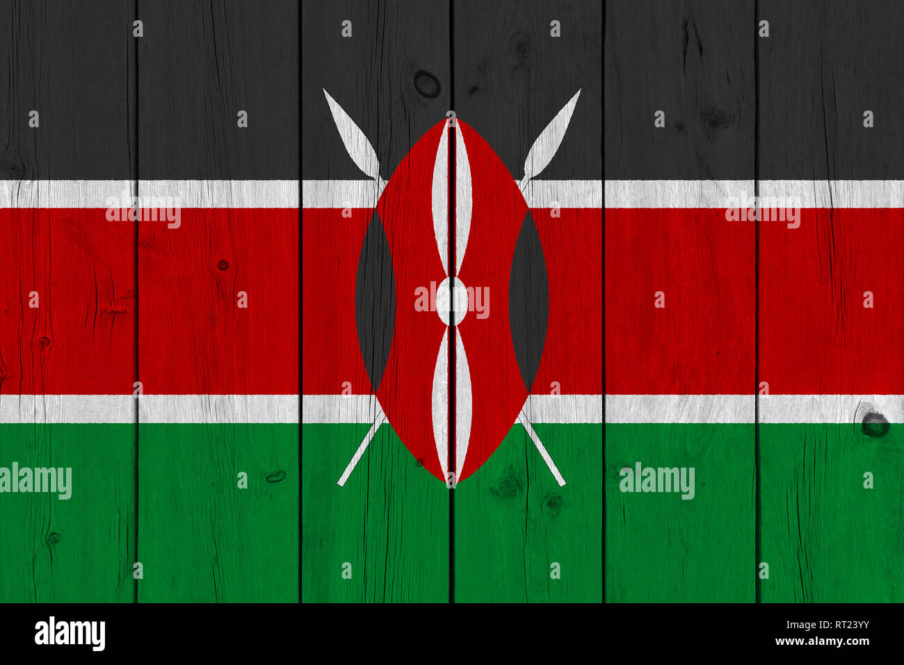 Kenya flag painted on old wood plank. Patriotic background. National ...