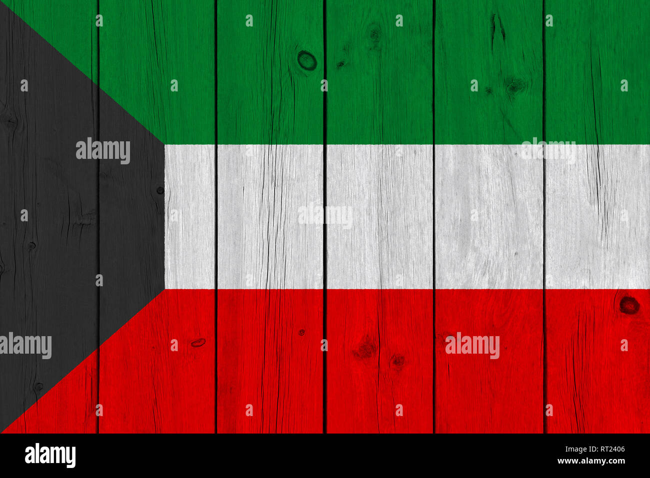 Kuwait flag painted on old wood plank. Patriotic background. National ...