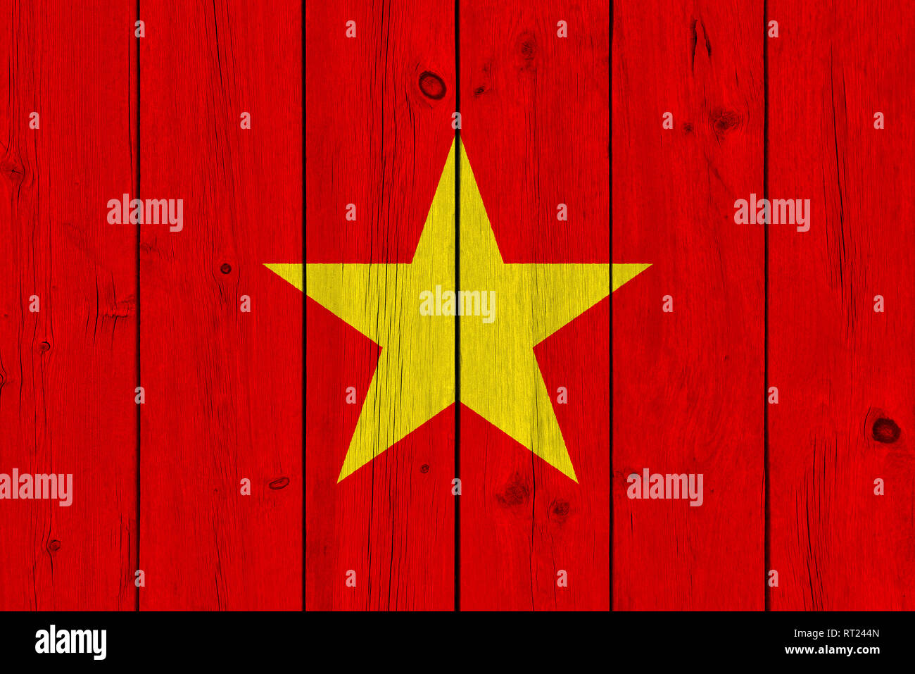 Vietnam flag painted on old wood plank. Patriotic background. National ...