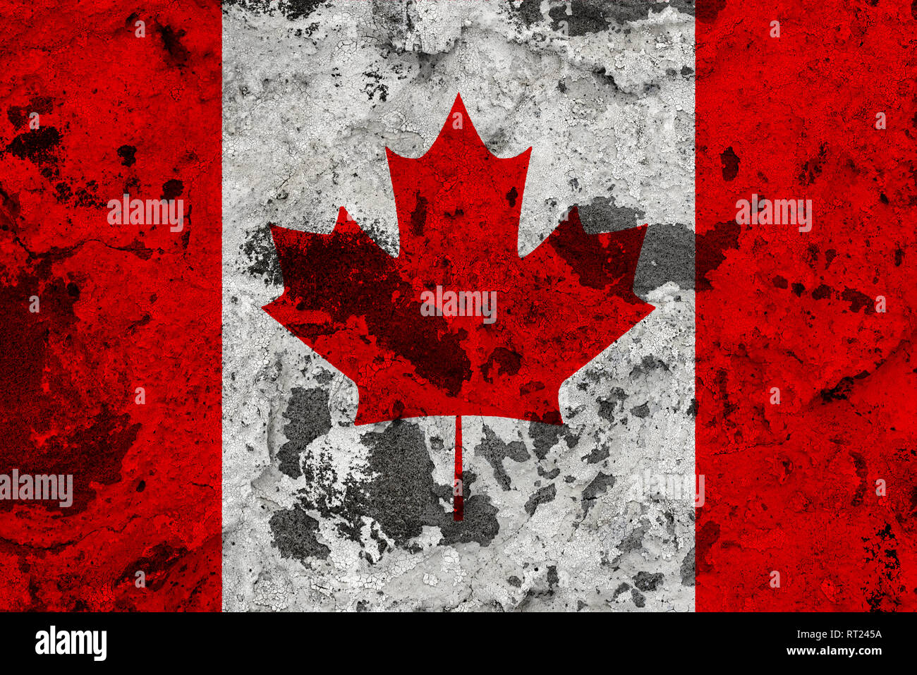 Canada flag on old wall. Patriotic grunge background. National flag of ...