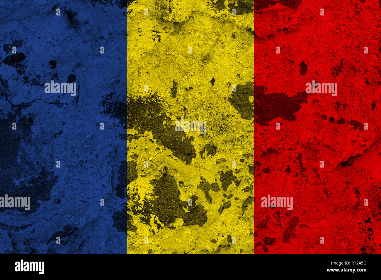 Chad flag on old wall. Patriotic grunge background. National flag of ...
