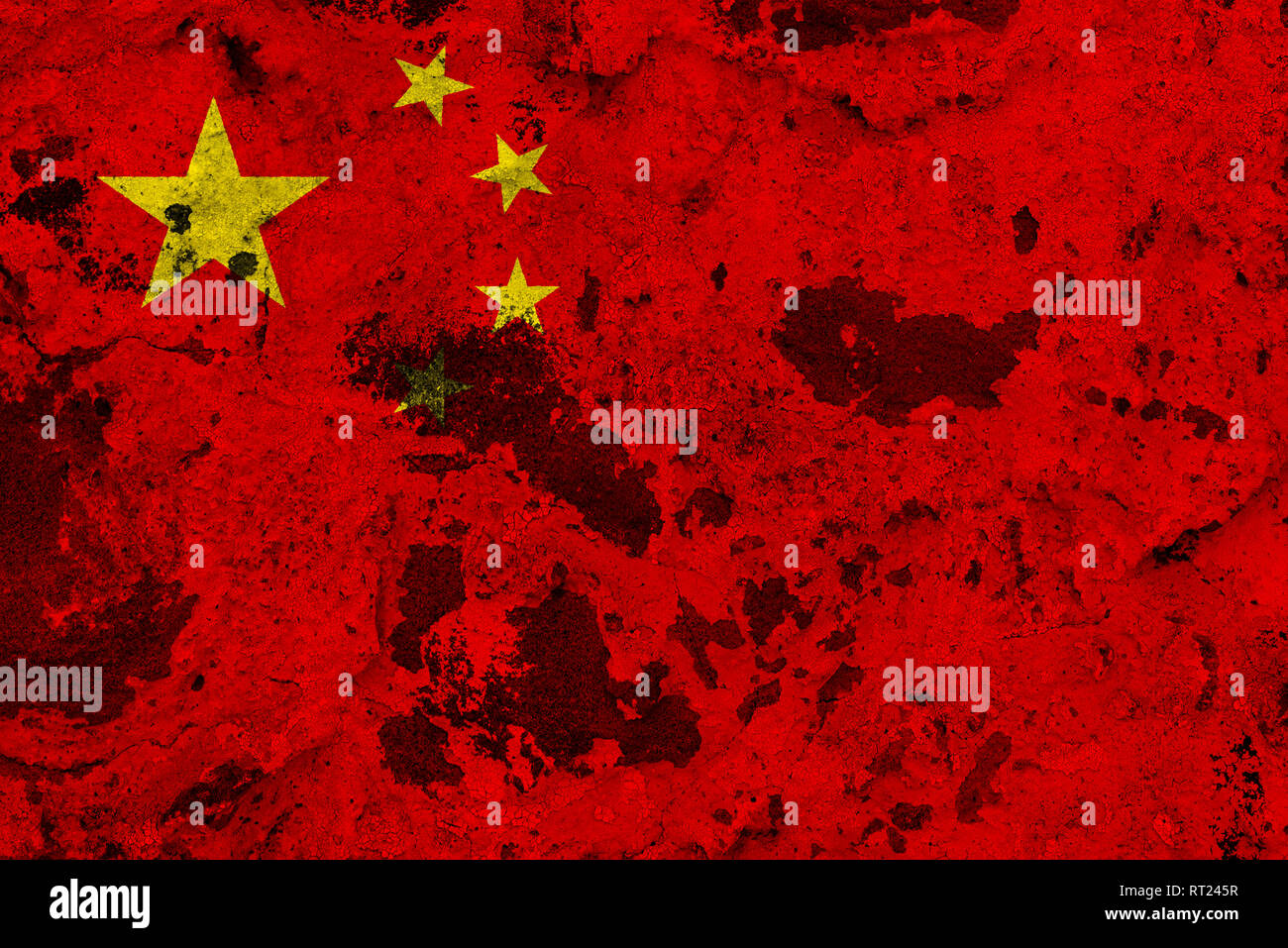 China flag on old wall. Patriotic grunge background. National flag of ...