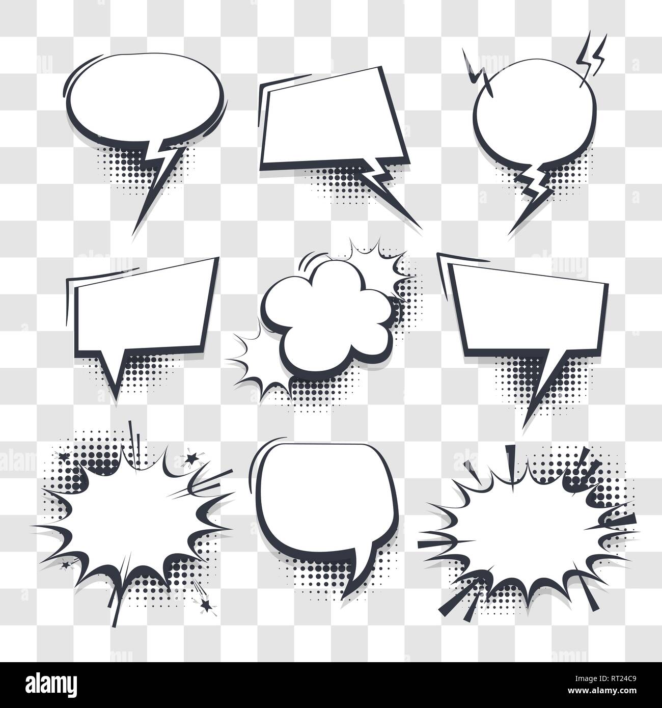 Big set hand drawn effects comic speech bubbles Stock Vector Image ...
