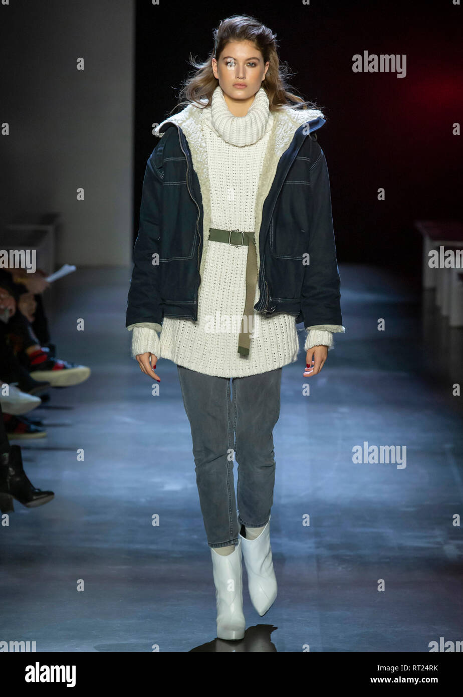 New York, New York - February 10, 2019: Altyn Simpson walks the runway ...