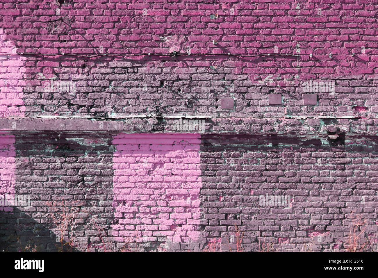 Pink bricks wall texture. Concrete blocks wall background Stock Photo ...