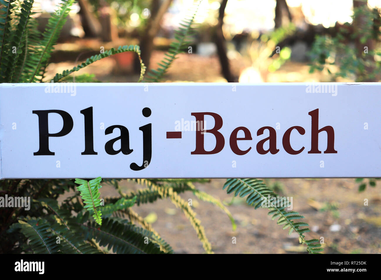 Plaj - Beach direction sign Stock Photo - Alamy