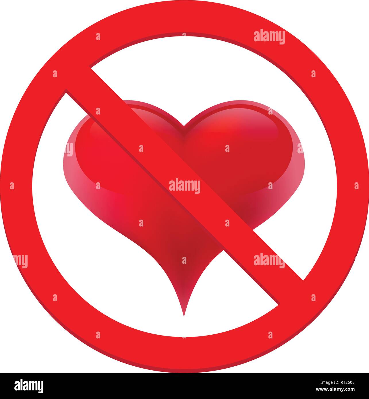 Ban love heart. Symbol of forbidden and stop love. Vector illustration ...
