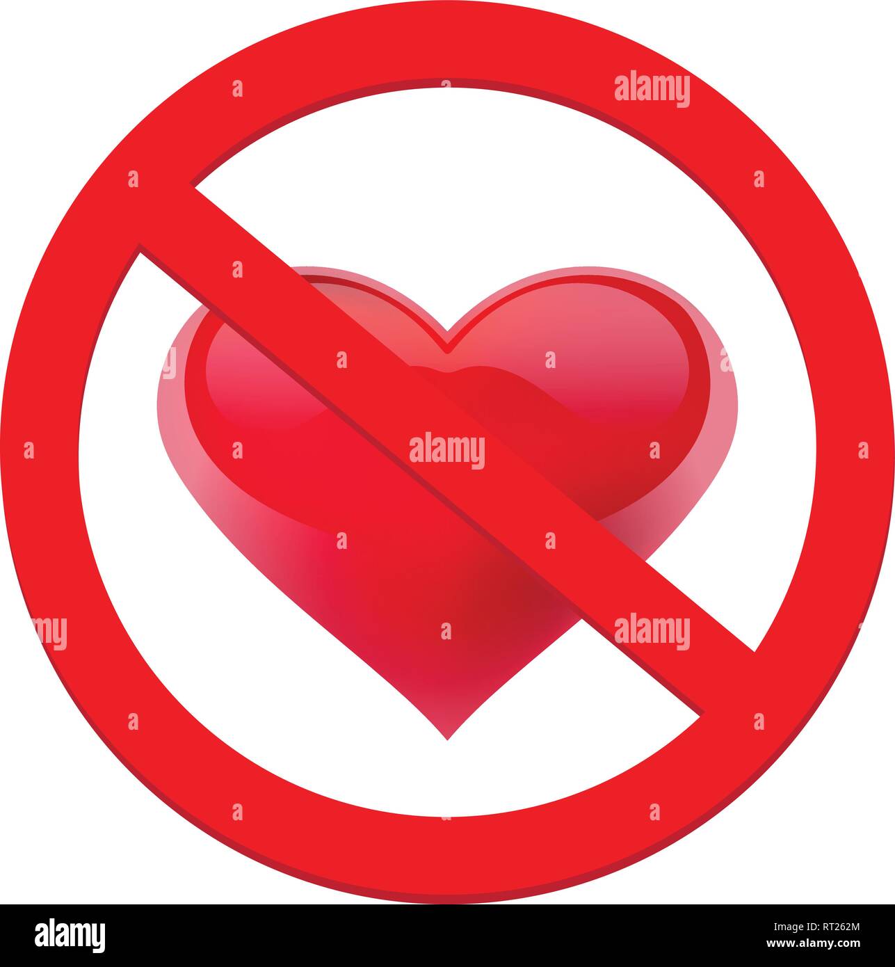 Ban love heart. Symbol of forbidden and stop love. Vector illustration ...