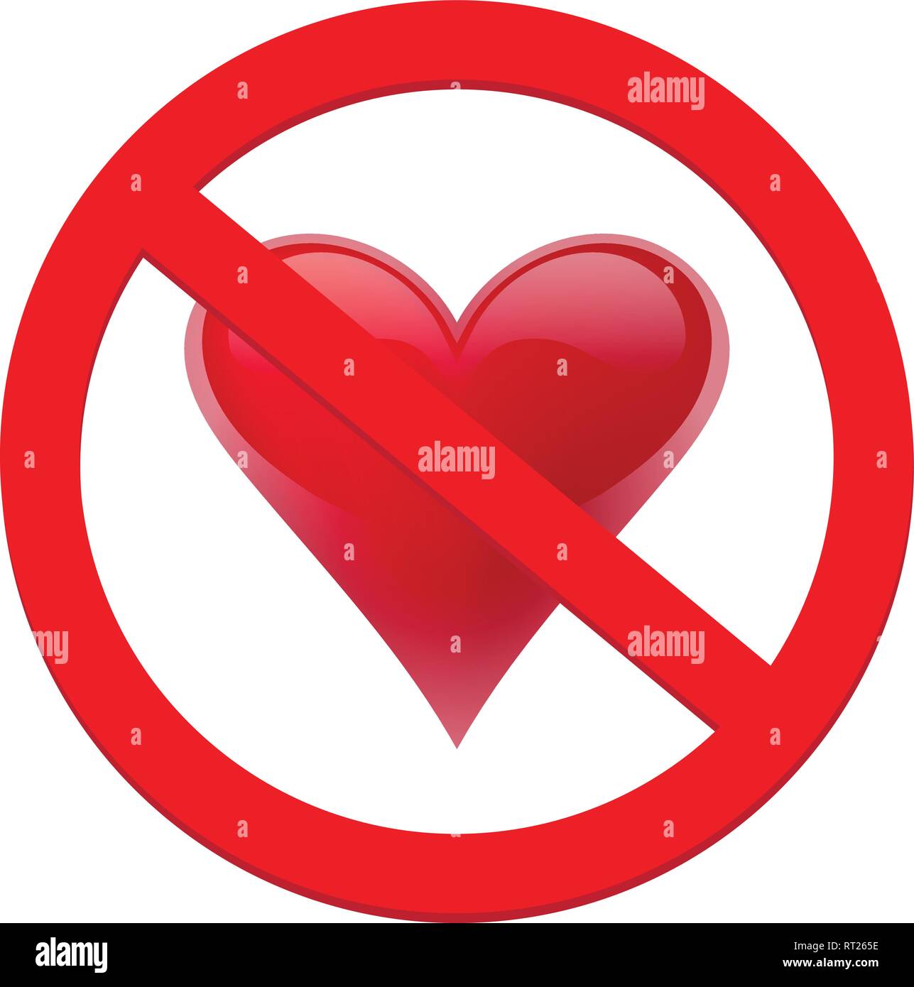 Ban love heart. Symbol of forbidden and stop love. Vector illustration ...