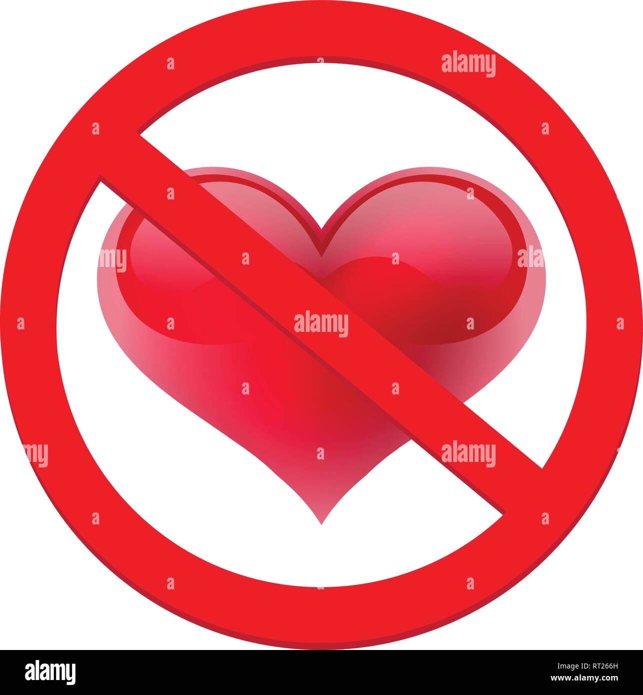 Ban love heart. Symbol of forbidden and stop love. Vector illustration ...