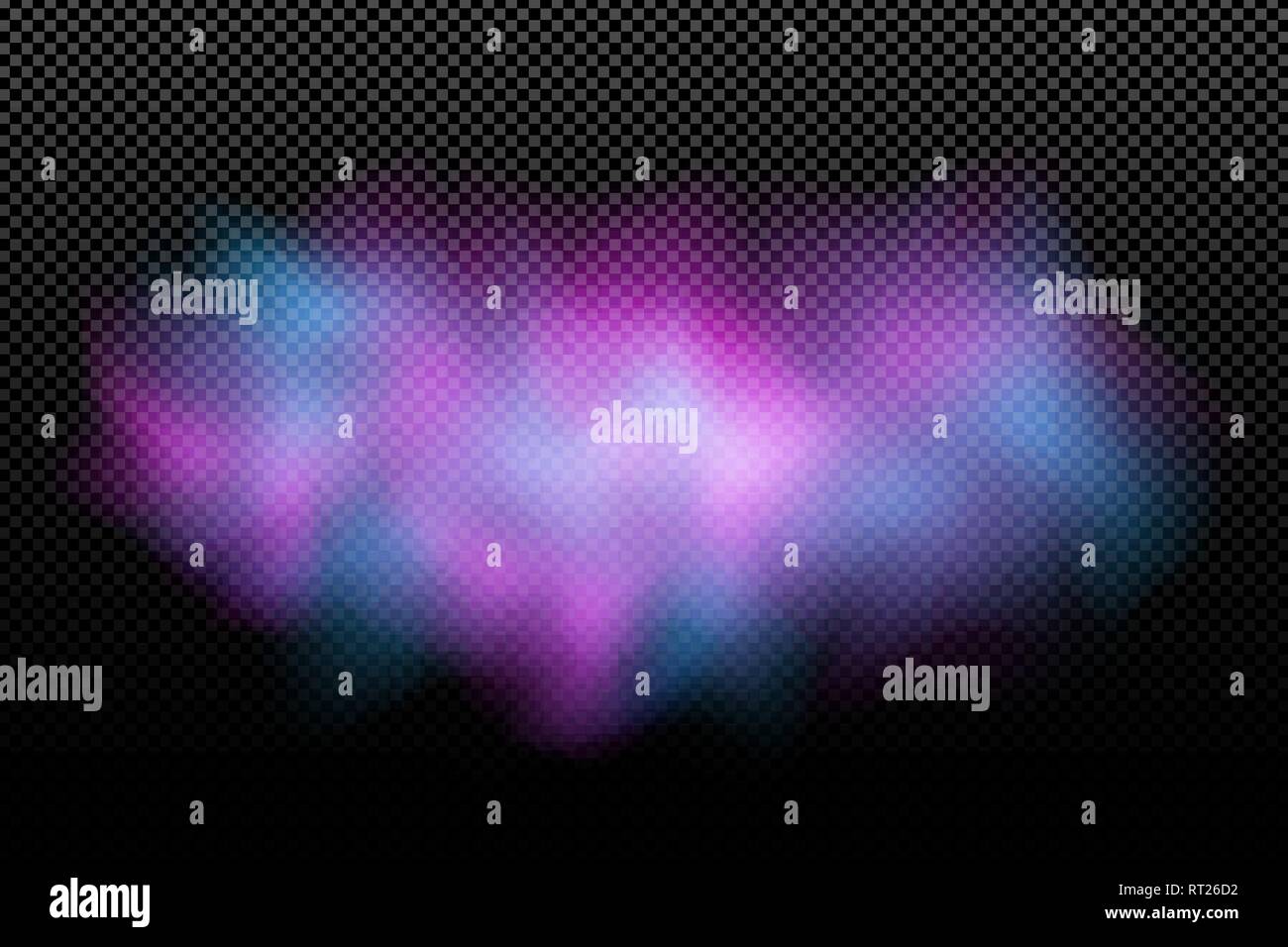 Colorful realistic cloud on a transparent background. Blue purple ...