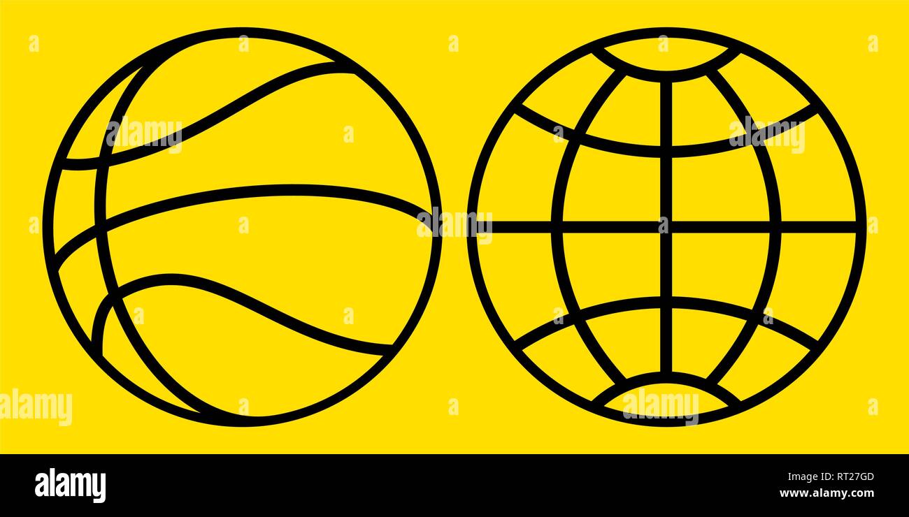 Illustration of the abstract contour basketball ball and globe Stock ...