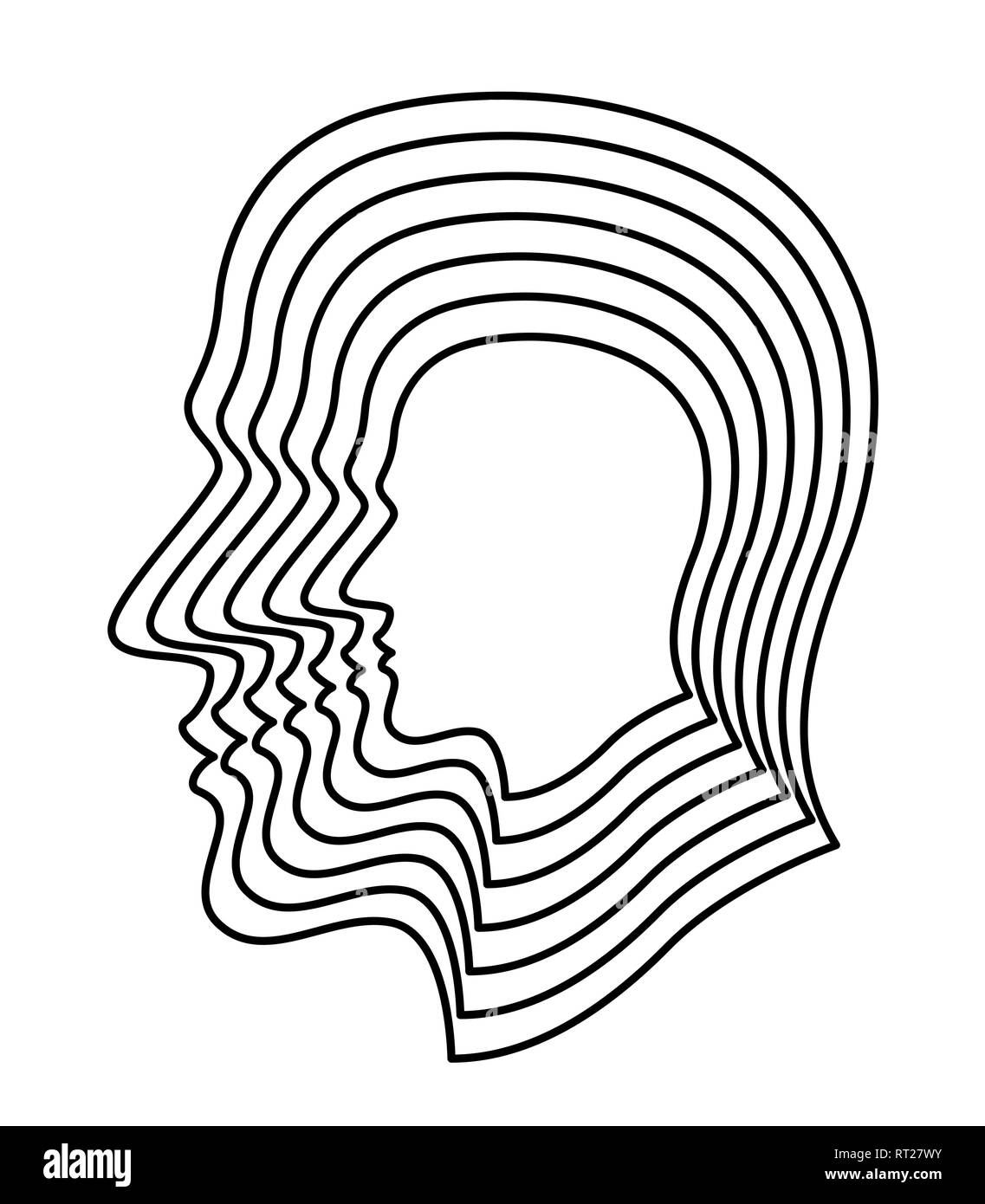 Illustration of the abstract contour layer human profile head Stock ...