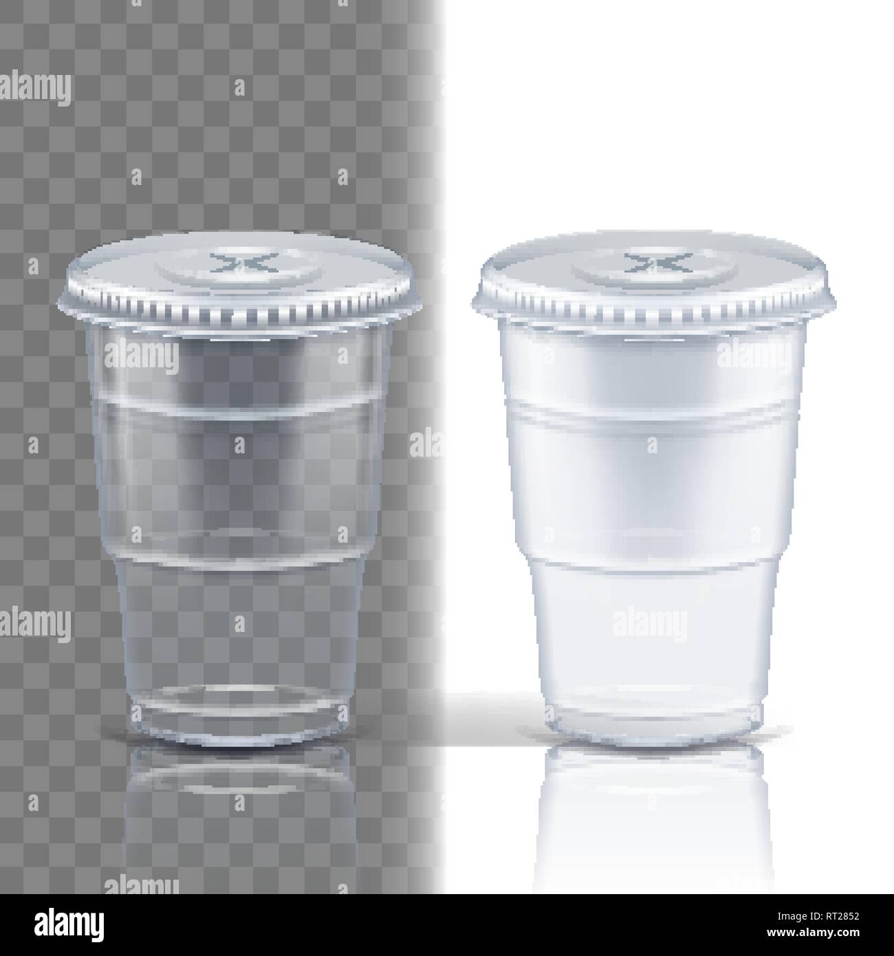 Plastic Cup Transparent Vector. Cafe Cutlery. Drink Mug. Disposable ...
