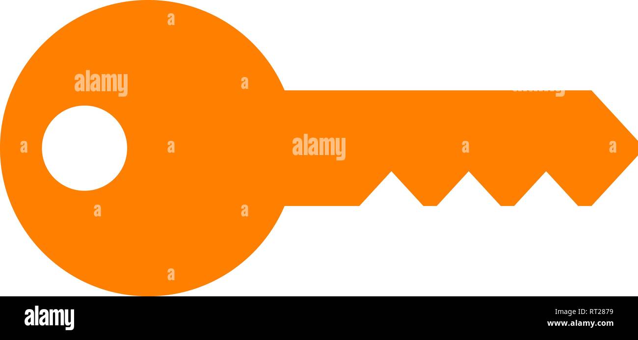 Key symbol icon - orange simple, isolated - vector illustration Stock ...